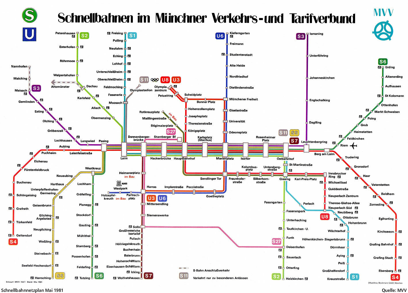U-Bahn München - Schnellbahnnetz von 1972 bis heute