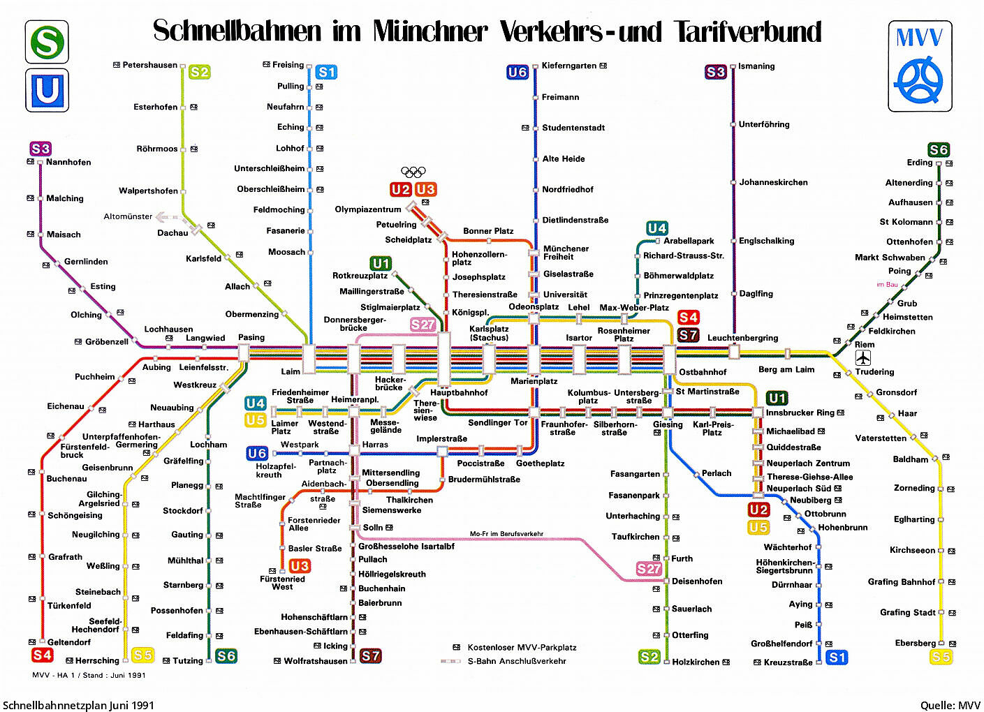 U-Bahn München - Schnellbahnnetz von 1972 bis heute